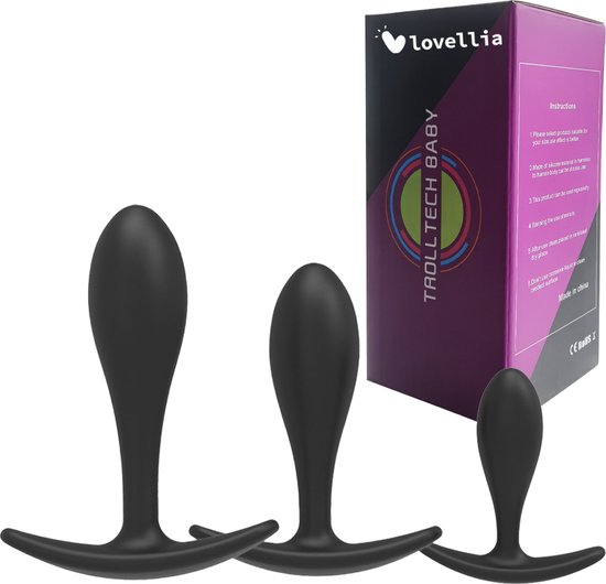 Lovellia Druppelvormige Anale Plug - Set van 3 - Anale Plug Mannen-Zwart | bol