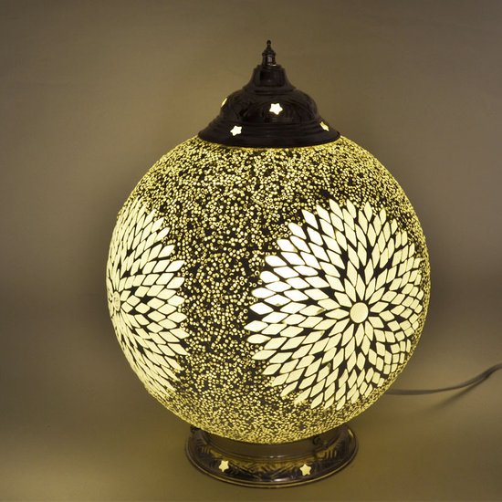 LM-Collection Rima Tafellamp - Ø25 x 40cm - E27 - Wit/Creme - Glas ...