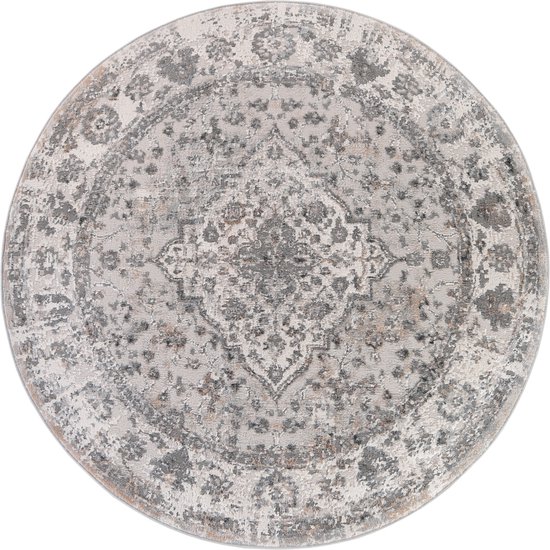 Tapiso Valley Rond Vloerkleed Lichtgrijs Laagpolig Vintage Tapijt Maat ...