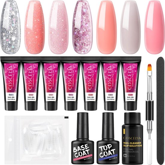Polygel Kit - Polygel Set - Nagelverlenging - Polygel 7 kleuren ...