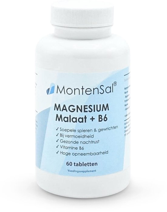 MontenSal - Magnesium Malaat - Vitamine B6 - 60 Tabletten | bol