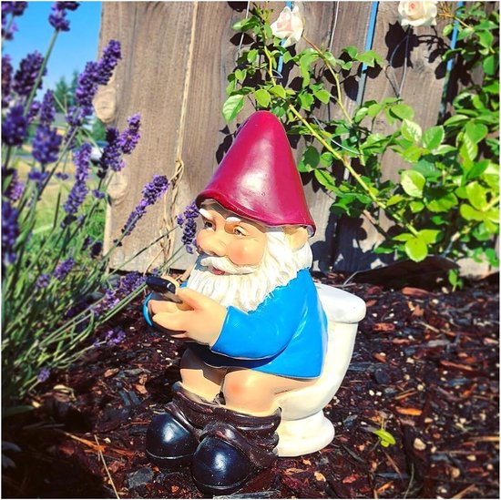 Tuin Gnome Standbeeld-Stoute Kabouter Standbeeld-Grappige-Dwerg Hars ...