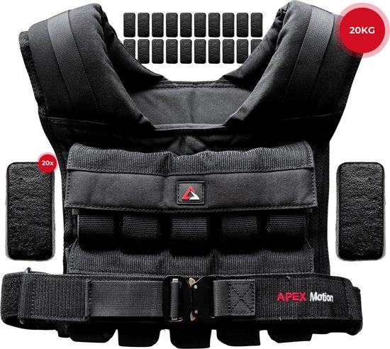 APEX Motion Gewichtsvest 20KG - One Size Fits All – Metalen Gesp - Weight Vest... | bol