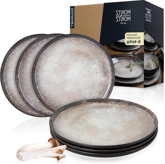 Bordenset 6 borden van porselein vaatwasser- en magnetronbestendig ...