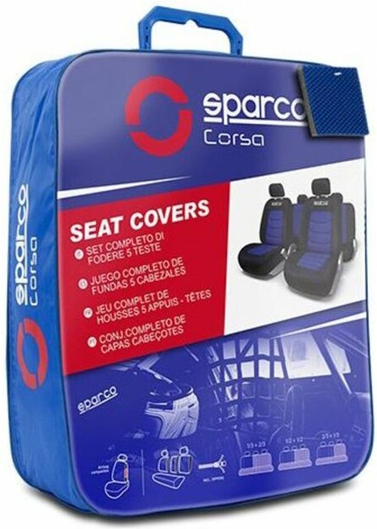 Stoelhoezenset Sparco Zwart / Blauw (11-delig) (ook geschikt voor Side ...
