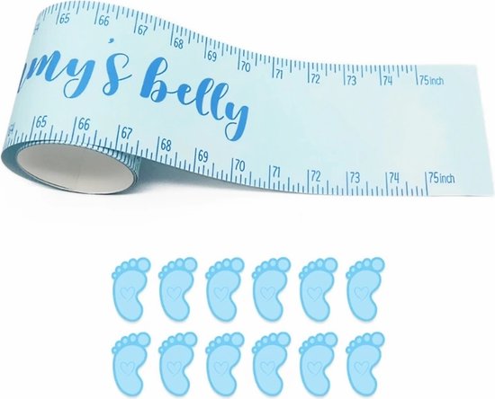Hoe Groot Is Mama S Buik Meetlint Spel Blauwe Babyvoetjes Babyshower
