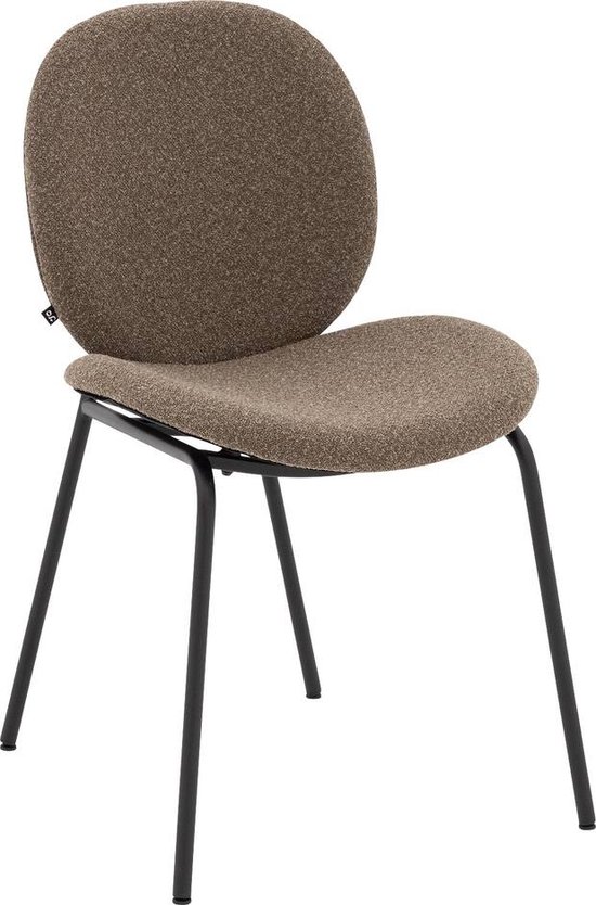 Goossens Eetkamerstoel Koos - Zonder Armleuning - Stof - Bruin | bol