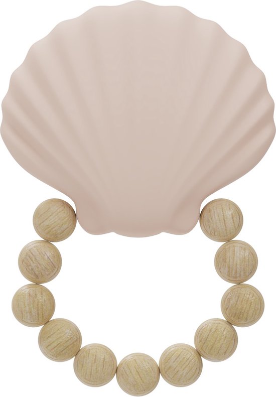 Label Label Schelp Roze Silicone/Hout Bijtring met Kralen LLST-26801 | bol
