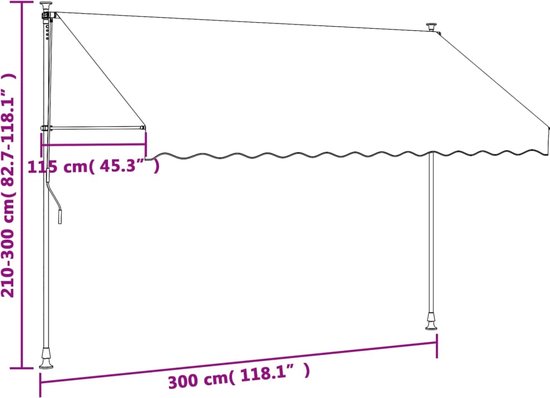 vidaXL - Luifel - uittrekbaar - 300x150 - cm - stof - en - staal ...
