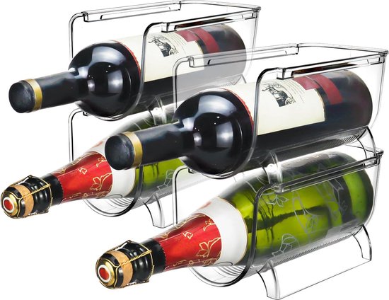 Stapelbare flessenhouder voor 4 flessen, flessenrek, transparant ...