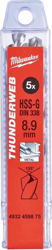 Milwaukee THUNDERWEB - Metaalboren DIN 338 - 5 en 10 stuks TW 8,9 x 125 ...