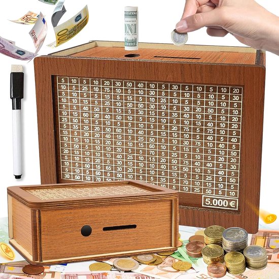 Houten Spaarpot Met Teller voor Kinderen - Herbruikbare Geldbank ...