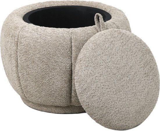 Poef Stof Taupe - Met Opbergruimte - 55x55x42cm - Timo - Giga Meubel | bol