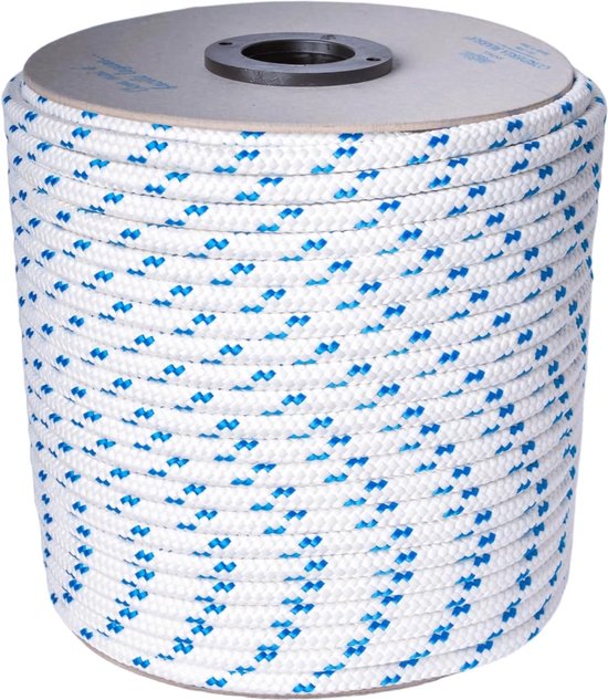 Nautical Rope, 8 mm, 100 metres, white with blue markings | bol
