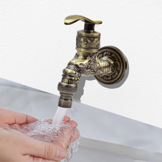 Vintage waterkraan 1/2 inch antieke messing kraan tuin muur kraan ...