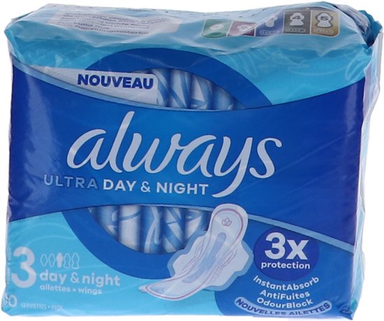 Always Ultra Maandverband Day & Night (met vleugels)- 3 x 10 stuks ...