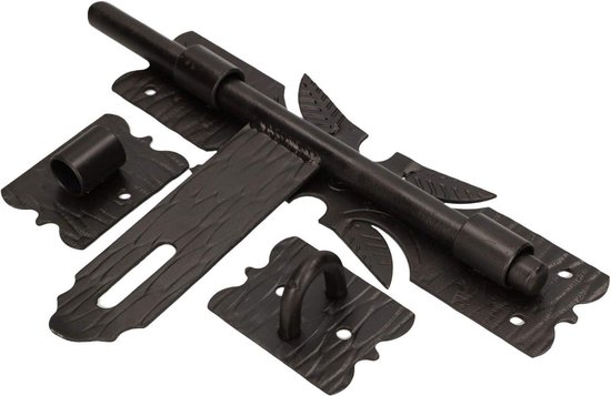 Poortgrendel 250 mm - Gepoedercoat zwart - Voor poort en deur | bol