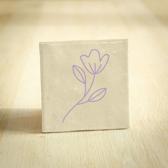 Tegeltje - Bloem | Beige & Lila | 10x10cm - Interieur - Wijsheid ...