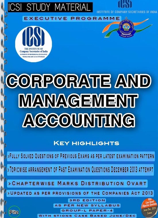 Corporate and Management Accounting - Icsi Study Material (ebook), Pitz ...