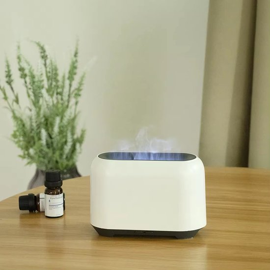 Aroma diffuser - Flame diffuser 130ml - luchtbevochtiger met vlameffect - wit | bol