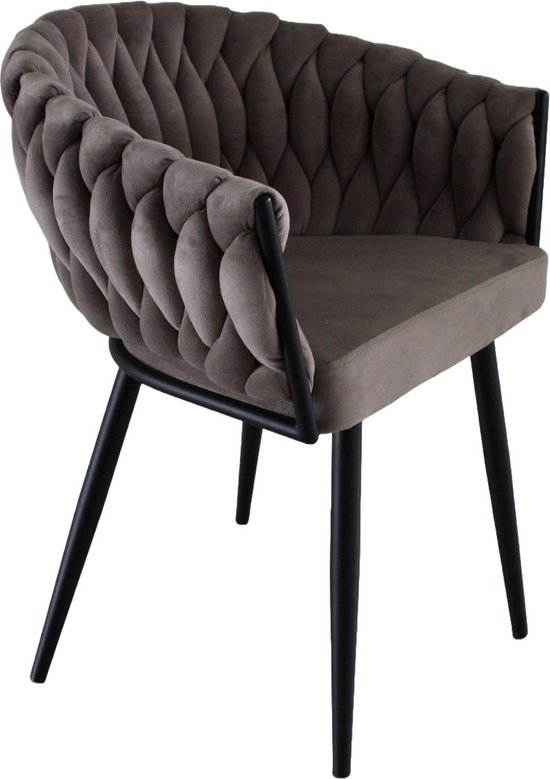 Wave chair set2 Eetkamerstoel velvet Zand/Taupe Set van 2 | bol