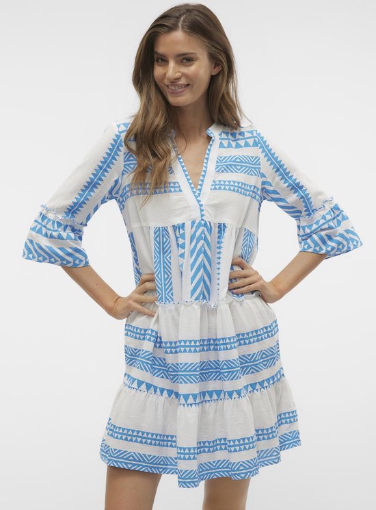Vero Moda Jurk Vmdicthe 3/4 Tunic Wvn Ga Noos 10225127 Snow White/ibiza ...