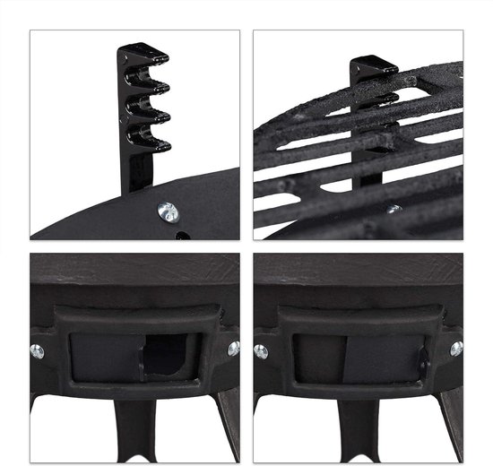 Barbecue à charbon avec grille en fonte et réglage en hauteur ...