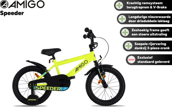 AMIGO Speeder Jongensfiets 12 Inch - Kinderfiets voor 2 tot 4 Jaar - 90 ...