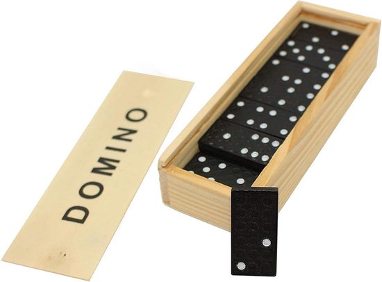 Domino spel in houten kistje - 28 dominostenen | Games | bol