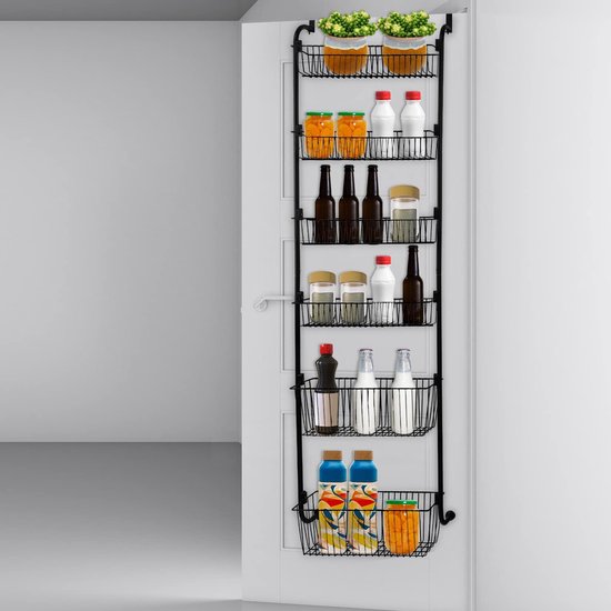 Hangende rek, Stevig Deur Rek Pantry met 6 Verstelbare Manden Boven de ...