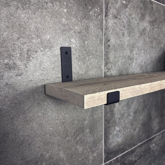 Maison DAM - Wandplank - Steigerhout geborsteld - Zwarte plankdragers ...