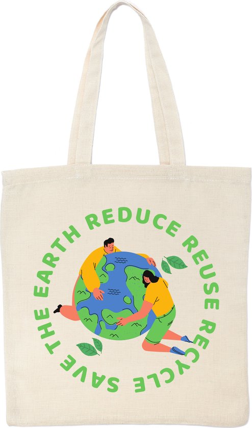 Tote Bag - Save The Earth Shopper Tas - Draagtas - Katoen - Duurzaam ...