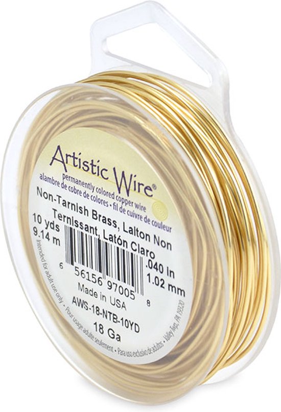 Artistic wire 18 gauge (1.02mm) - tarnish resistant brass - 9,1 meter | bol