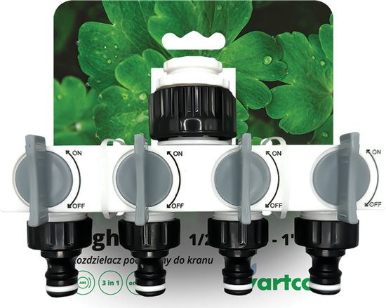 Agaplast -kraanaansluiting voor tuinslang verdeler 4-weg waterverdeler - - voor... | bol