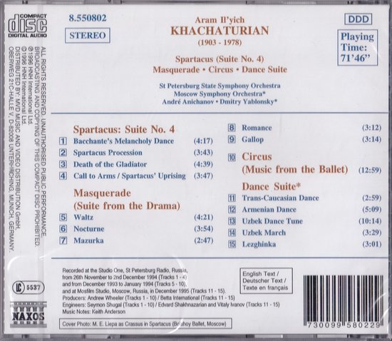 Spartacus Suite no. 4, Masquerade, Circus, Dance Suite - Aram Il'yich ...