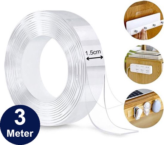 Dubbelzijdig Tape Extra Sterk Transparant - Nano Tape - Montagetape - Plakband -... | bol