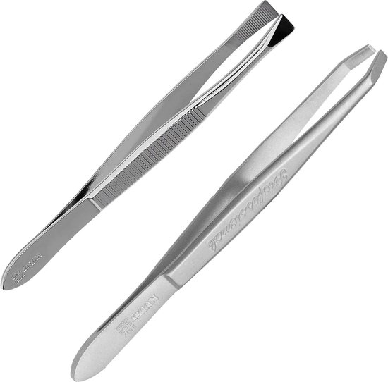 Set van 2 fijne pincetten voor het epileren van wenkbrauwen | bol