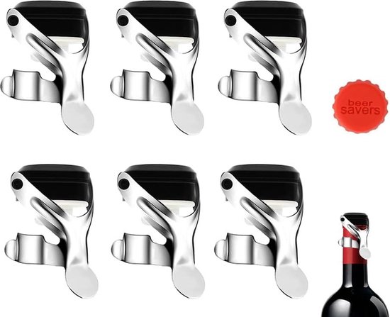 6 stuks flessensluitingen met hendel, wijnflessendop, champagnesluiting ...