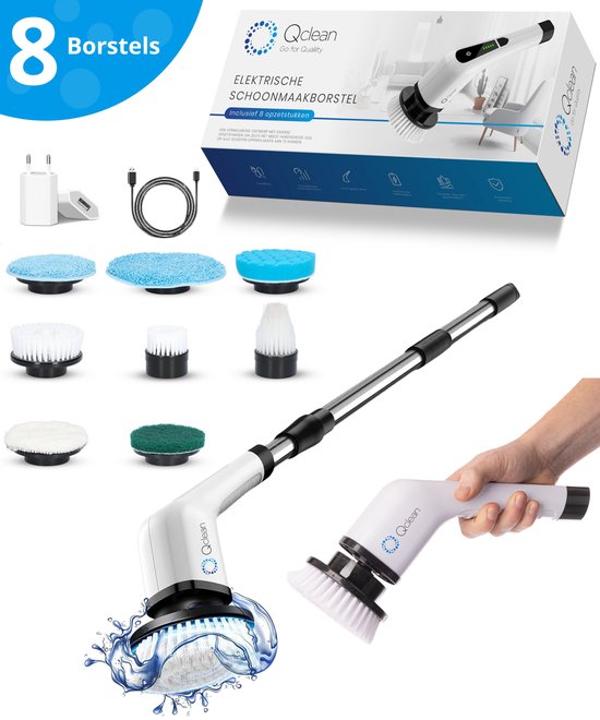 Qclean® - Elektrische Schoonmaakborstel - Schrobber Met Steel - Schrobborstel... | bol