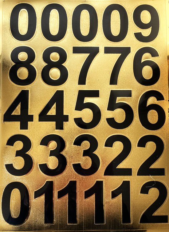Huisnummer Sticker Set - Zwart/Goud - 5 x 3,5 cm per sticker | bol