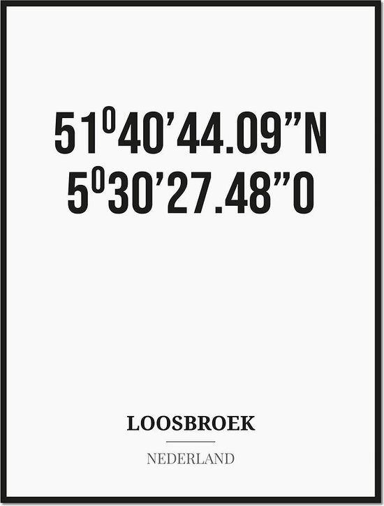 Poster/kaart LOOSBROEK met coördinaten | bol.com