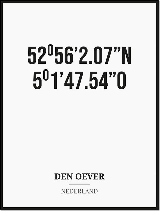 Poster/kaart DEN OEVER met coördinaten | bol