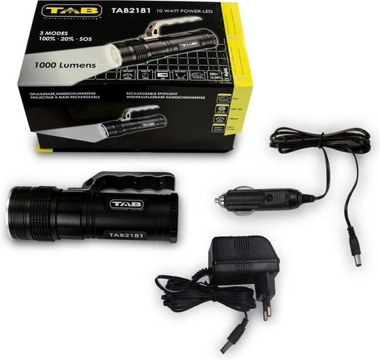 TAB2181 TAB Accu Spotlight / Handlamp 10w Power-Led 3 Standen ...