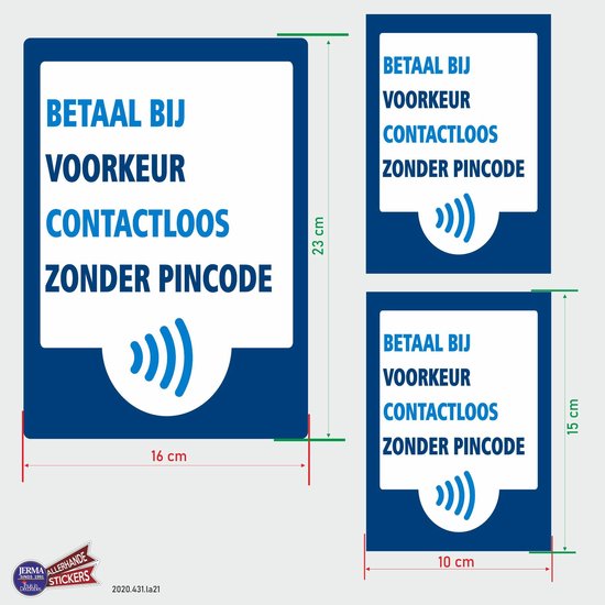 Betaal bij voorkeur contactloos kassa sticker set | bol.com