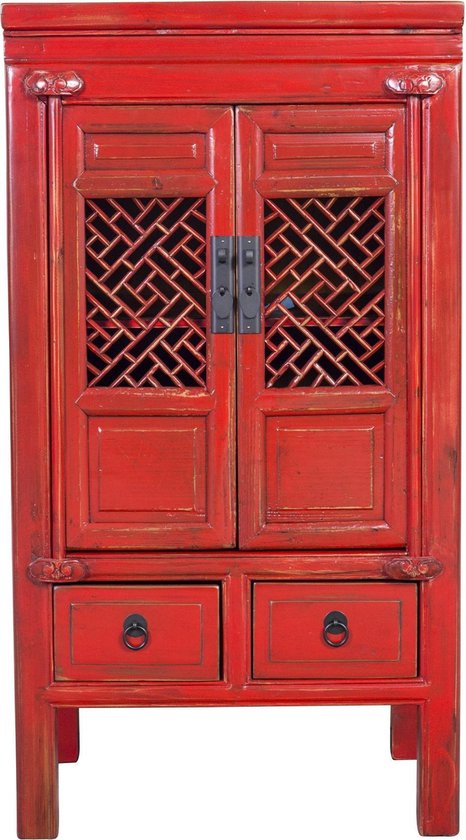 Fine Asianliving Chinese Kast Handgesneden Vintage Rood L57xB38xH105cm ...
