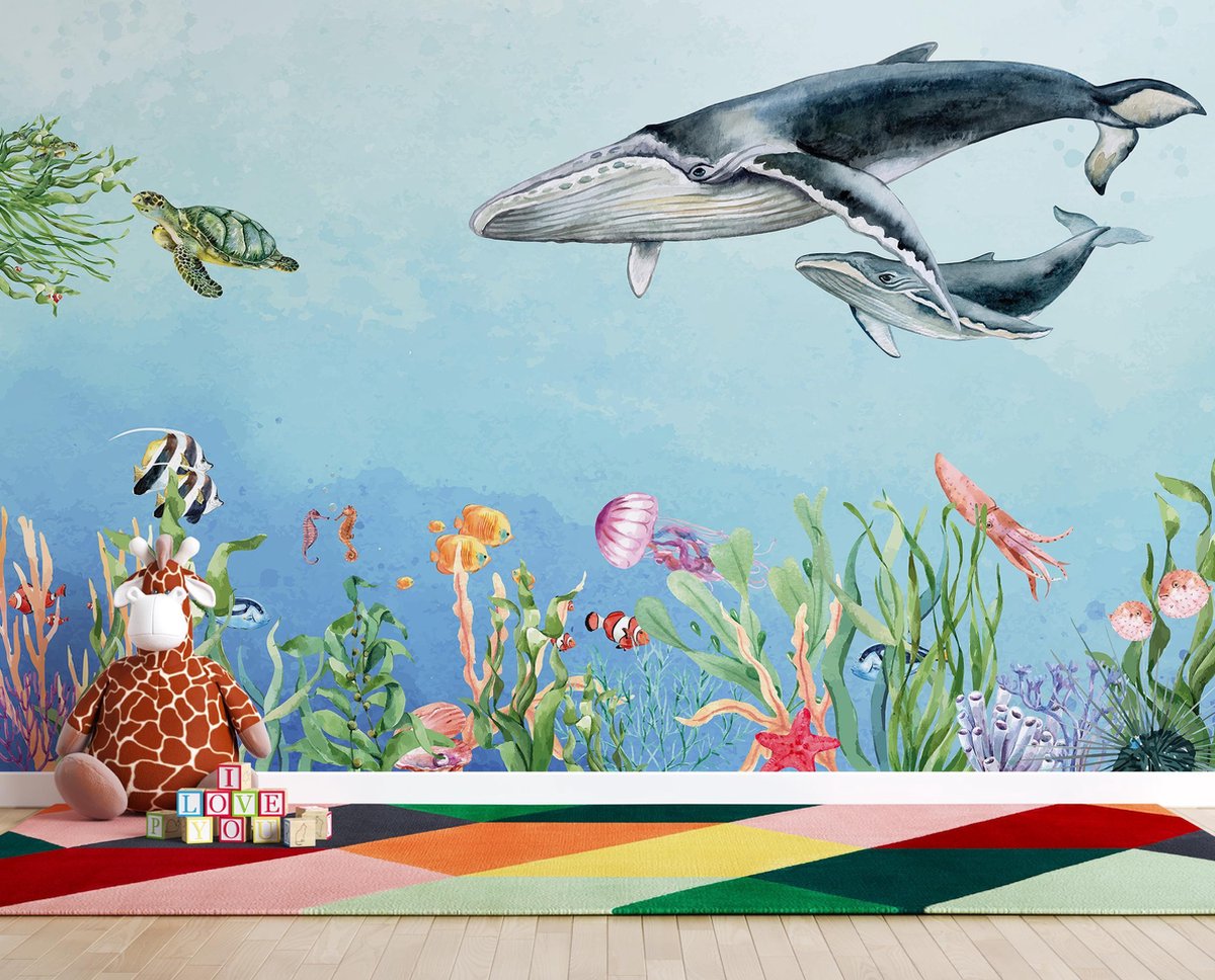 Behang kinderkamer ~ Diep in de zee 420 cm breed x 260 cm hoog ...