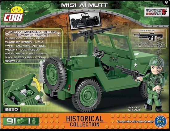 Cobi Building Kit Vietnam War M151 A1 Mutt Garçons Green 91 pièces ...