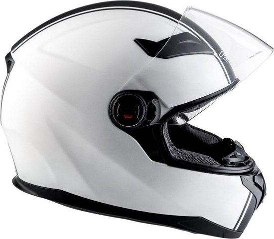 MOTO X87 Racing integraal helm scooterhelm, motorhelm met vizier Wit ...