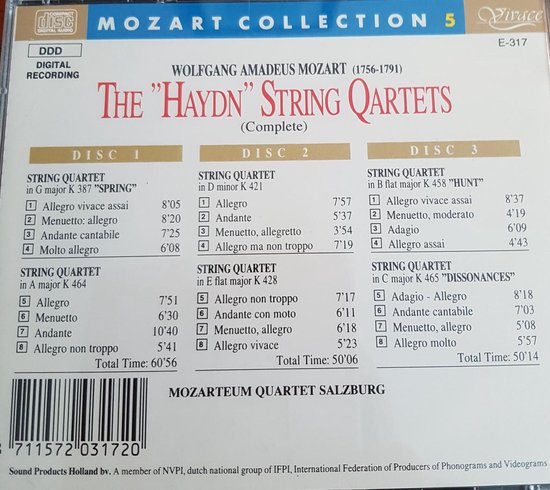 Mozart "The Haydn" String Quartets K 387-K464- K421-K458-K428-K456, Mozarteum... | bol.com