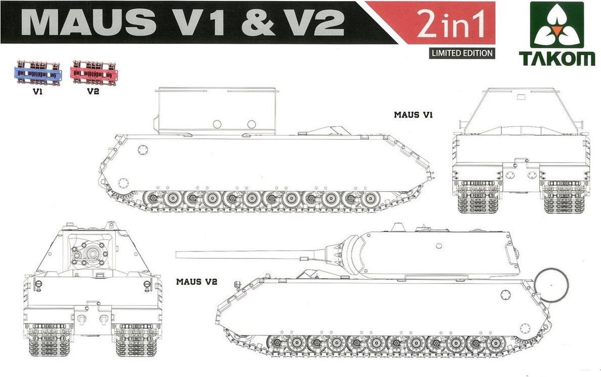 Maus V1 And V2 Limited Edition - Tank - Takom modelbouw pakket 1:35 ...